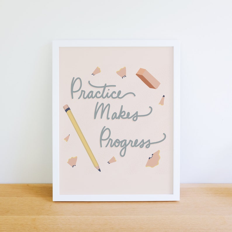 Practice Makes Progress Art Print: Inspirational Classroom Decor ...