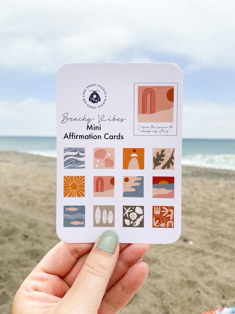 Beach Affirmation Cards With Wooden Stand: Boho Inspirational Deck - Etsy