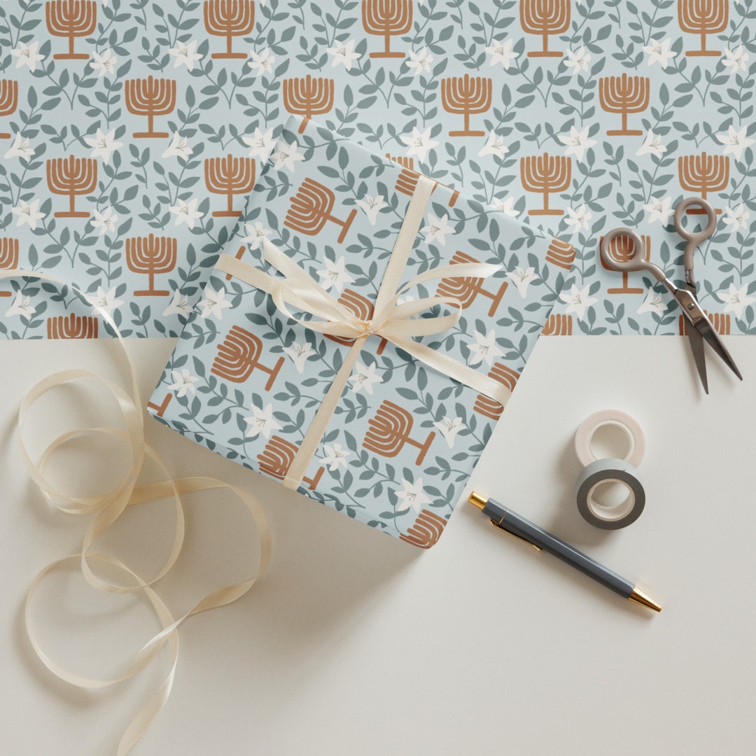 Hanukkah Wrapping Paper Sheets, Modern Hanukkah Gift Wrap, Chanukah ...