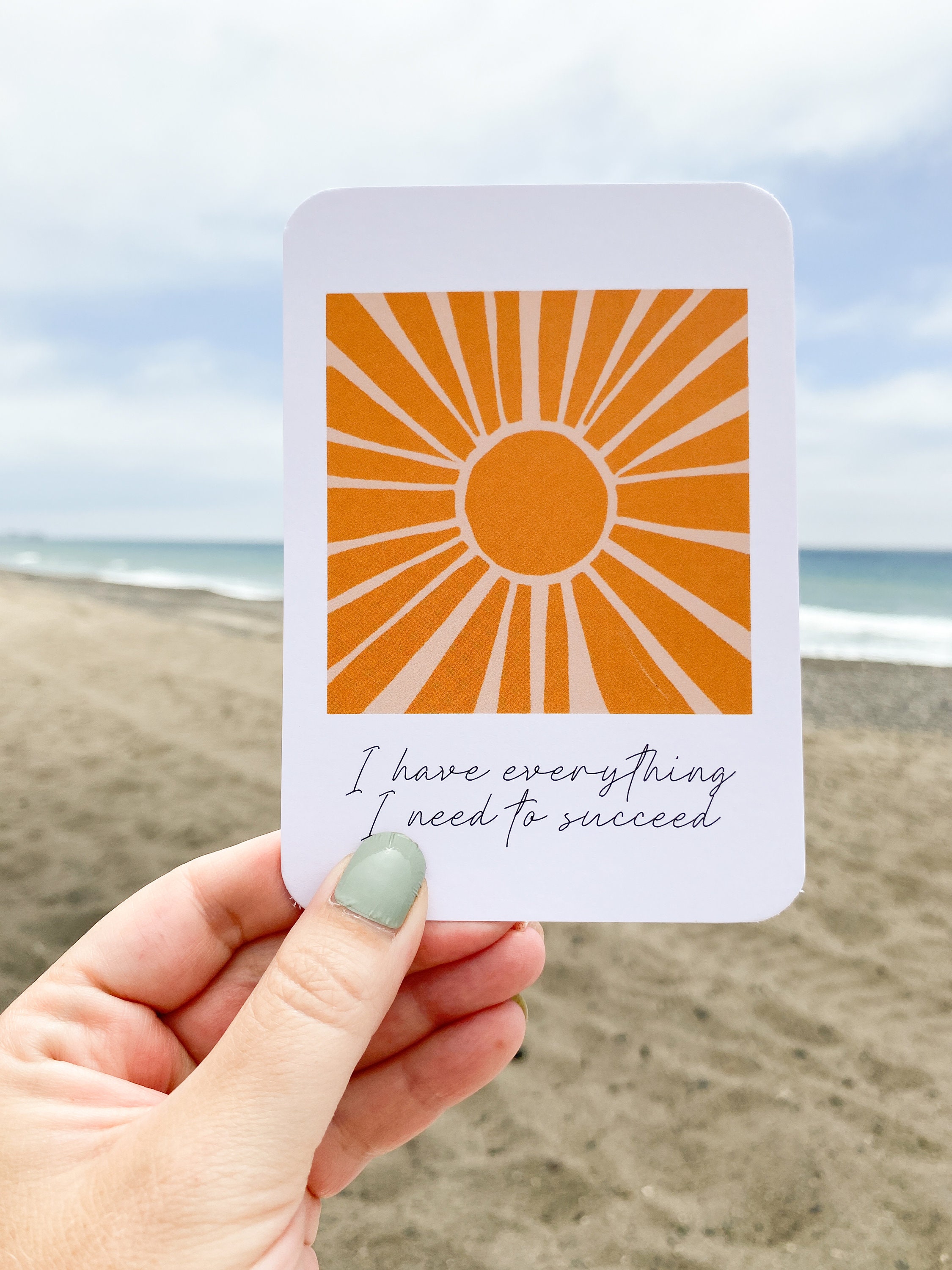 Beach Motivational Positive Affirmation Cards With Wooden Stand, Deck ...