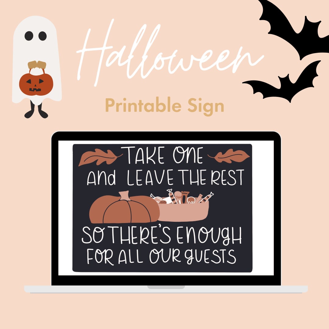 Halloween Candy Sign Printable: Take One, Leave Rest (PDF & JPG) - Etsy