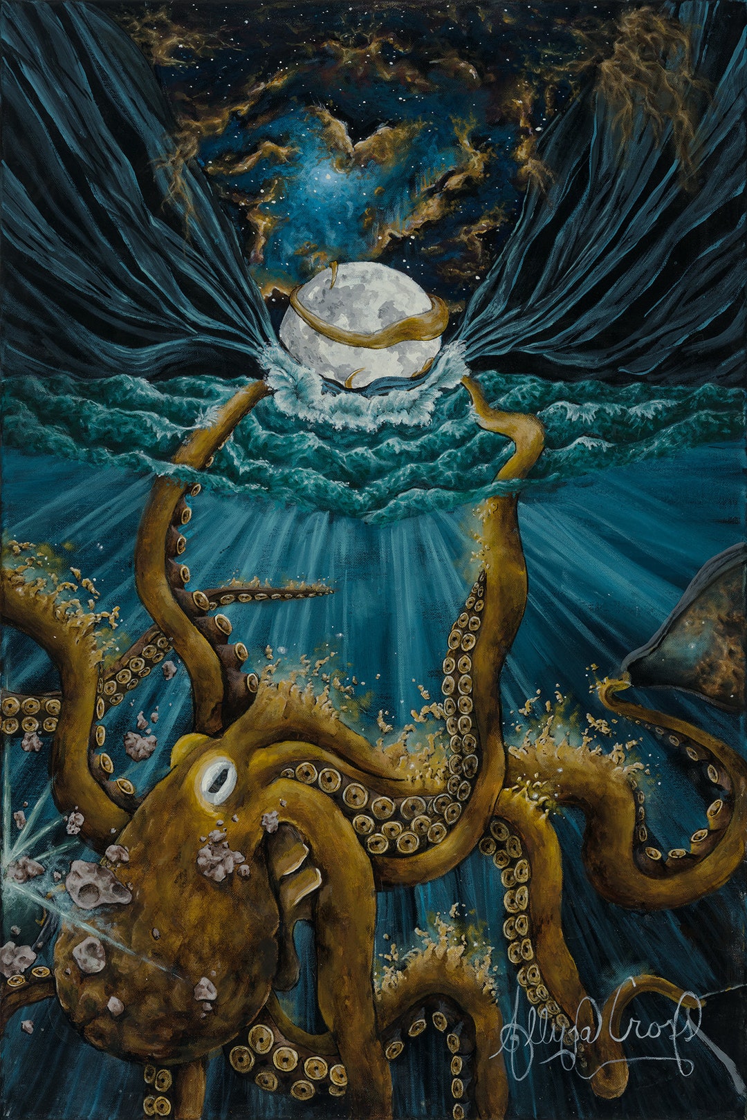 Octopus Print on Canvas - Etsy