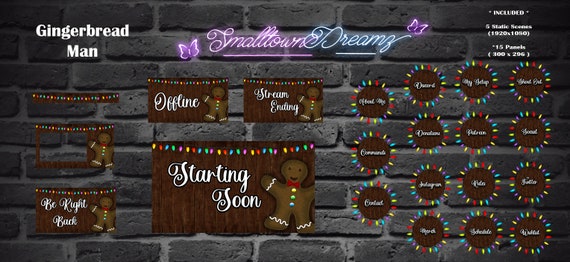 Gingerbread Man Twitch Overlay and Panel Set | Etsy