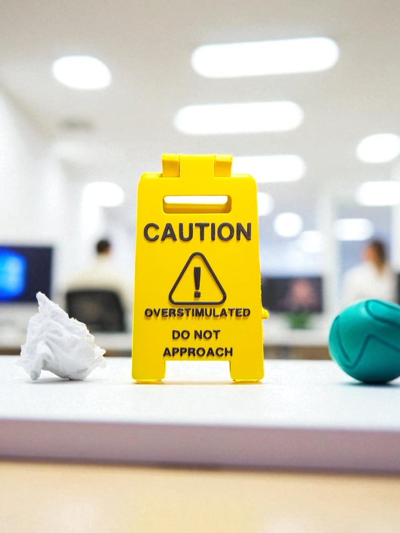 Funny Mini Caution Desk Signs: Under Caffeinated/overstimulated ...