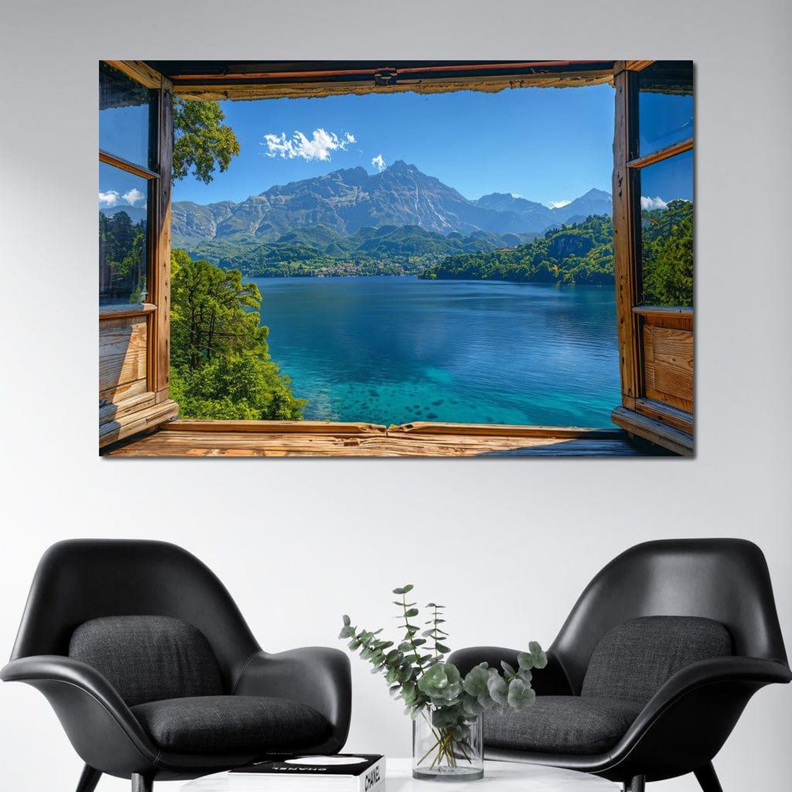 Lakeside Serenity Vista: Scenic Wall Decor | Mountain Lake Home Decor ...