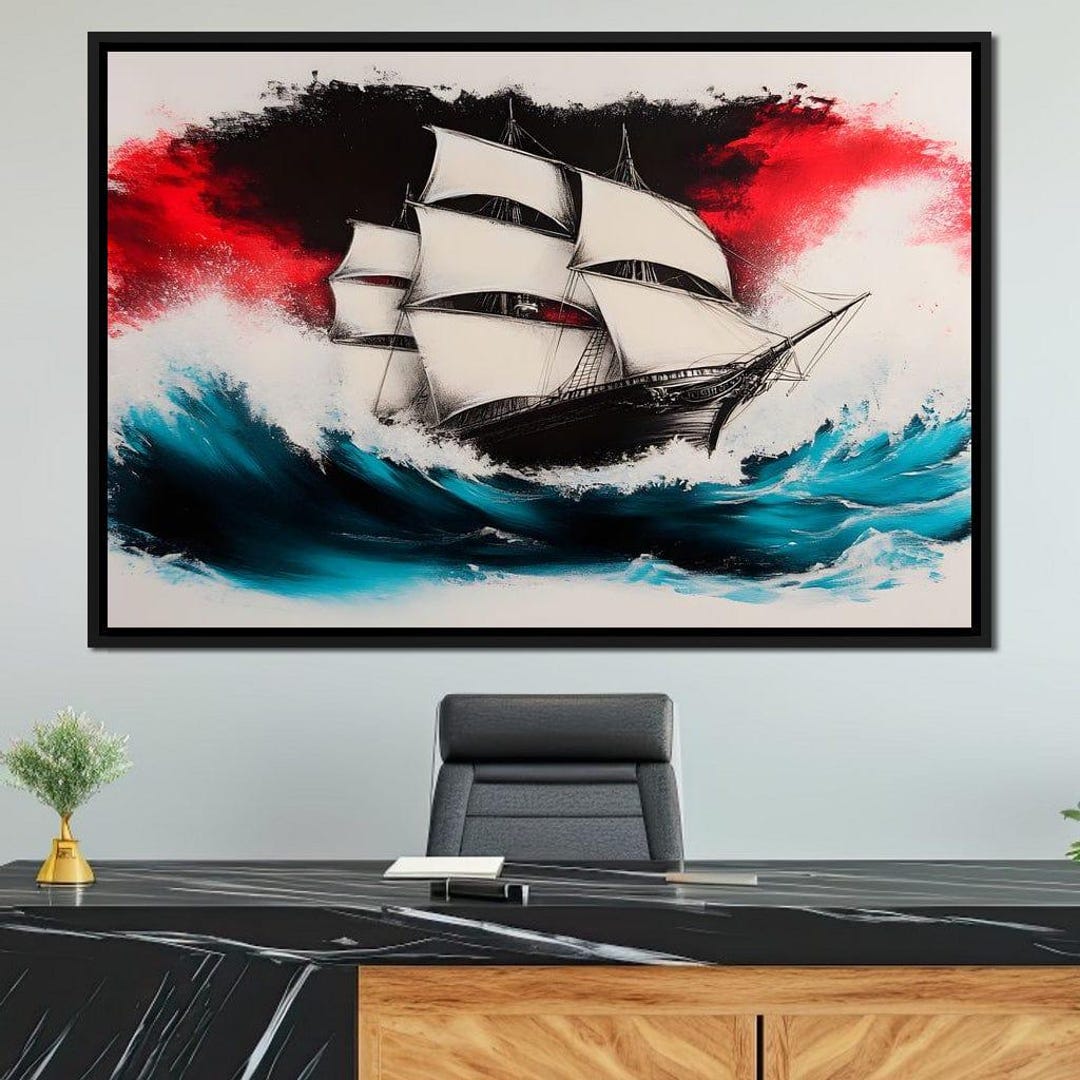 Ship of the Tempest Waves: Nautical Art | Home Decor | Coastal Sailing ...