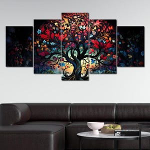 Four Seasons of the Tree of Love | Vibrant Nature Wall Art | Colorful ...