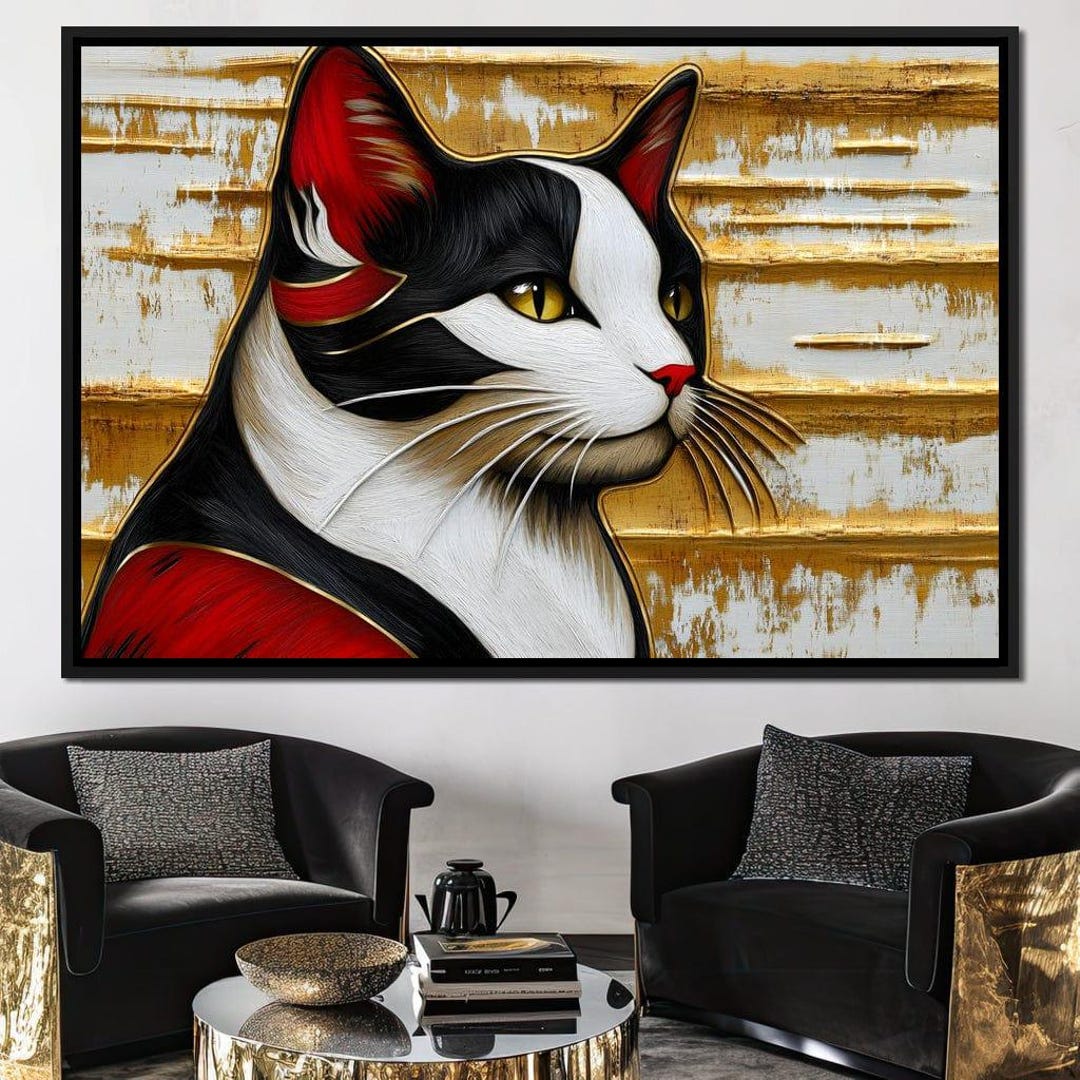 Majestic Feline Stare: Cat Wall Art | Animal Portrait | Feline Art ...