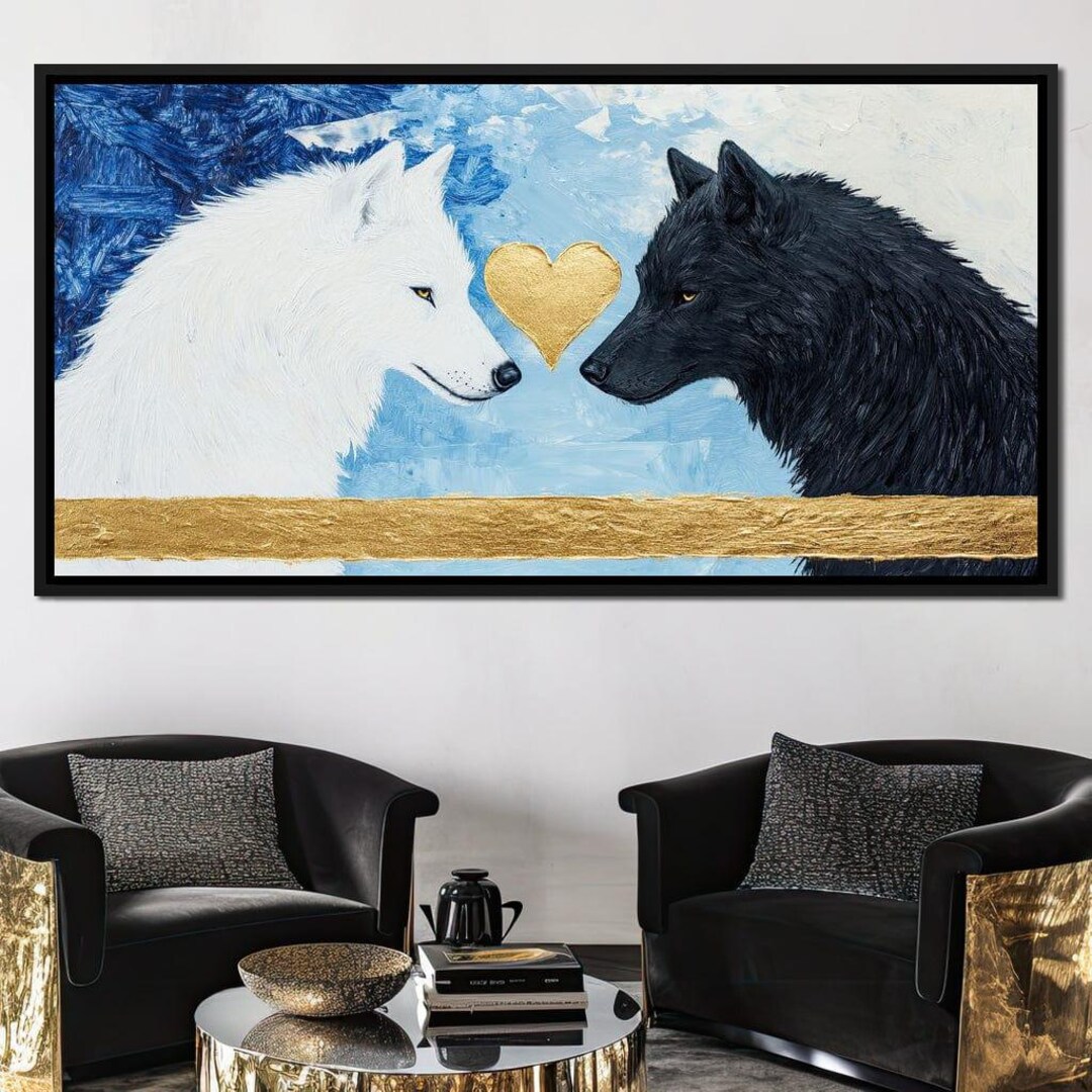Golden Heart Wolves: Wolf Art | Home Decor | Wildlife Painting | Love ...