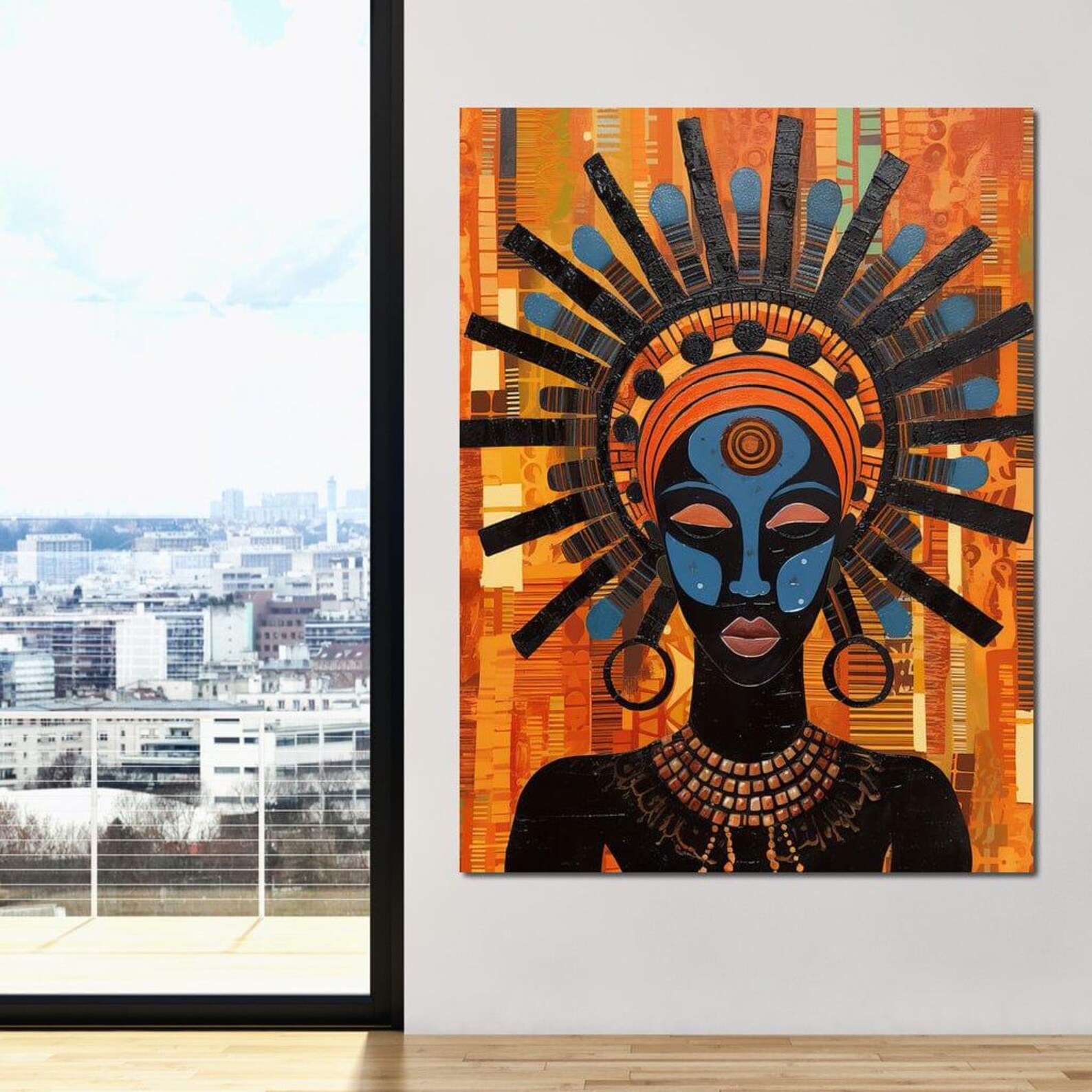 Tribal Mask 06 - Sakeem Gibbs | African Art | Black, Blue, Orange Decor ...