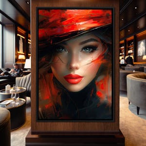 Siren in Rouge Overture | Red Artwork | Abstract Face | Female Portrait ...