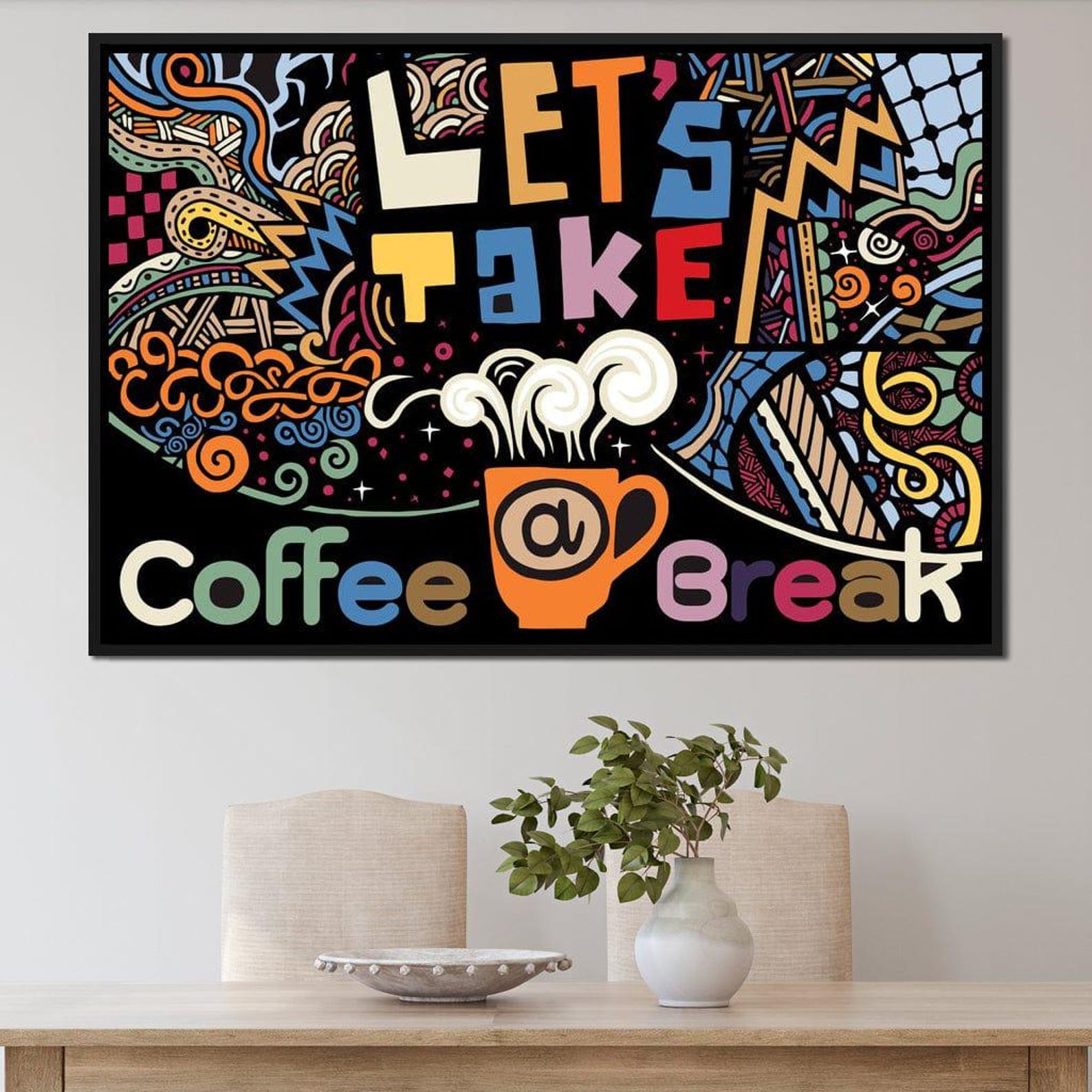 Coffee Break: Fun Wall Art | Coffee Lovers Decor | Colorful Design ...