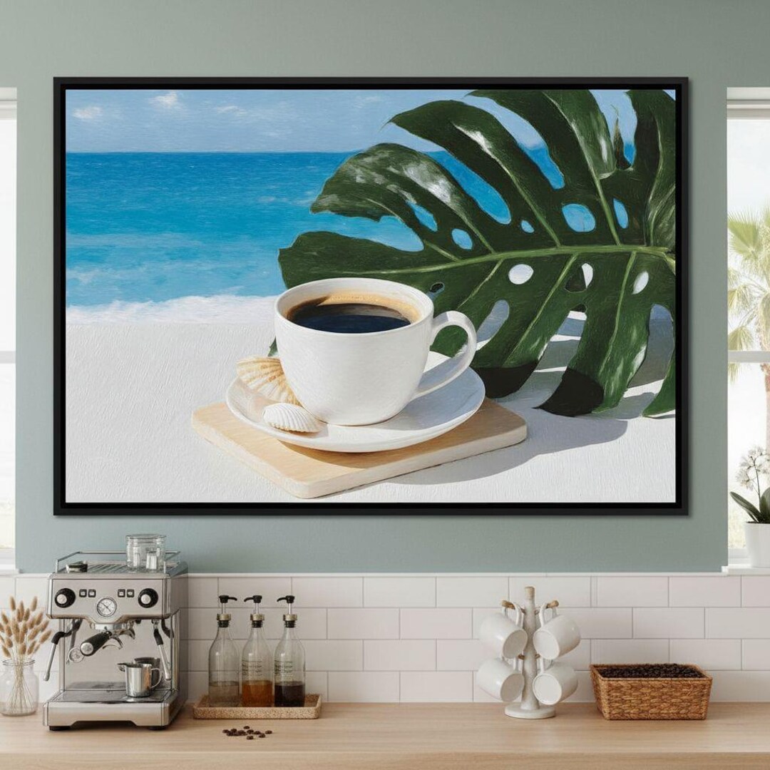 Seaside Coffee Escape Moment: Coastal Home Decor | Tropical Vibes ...