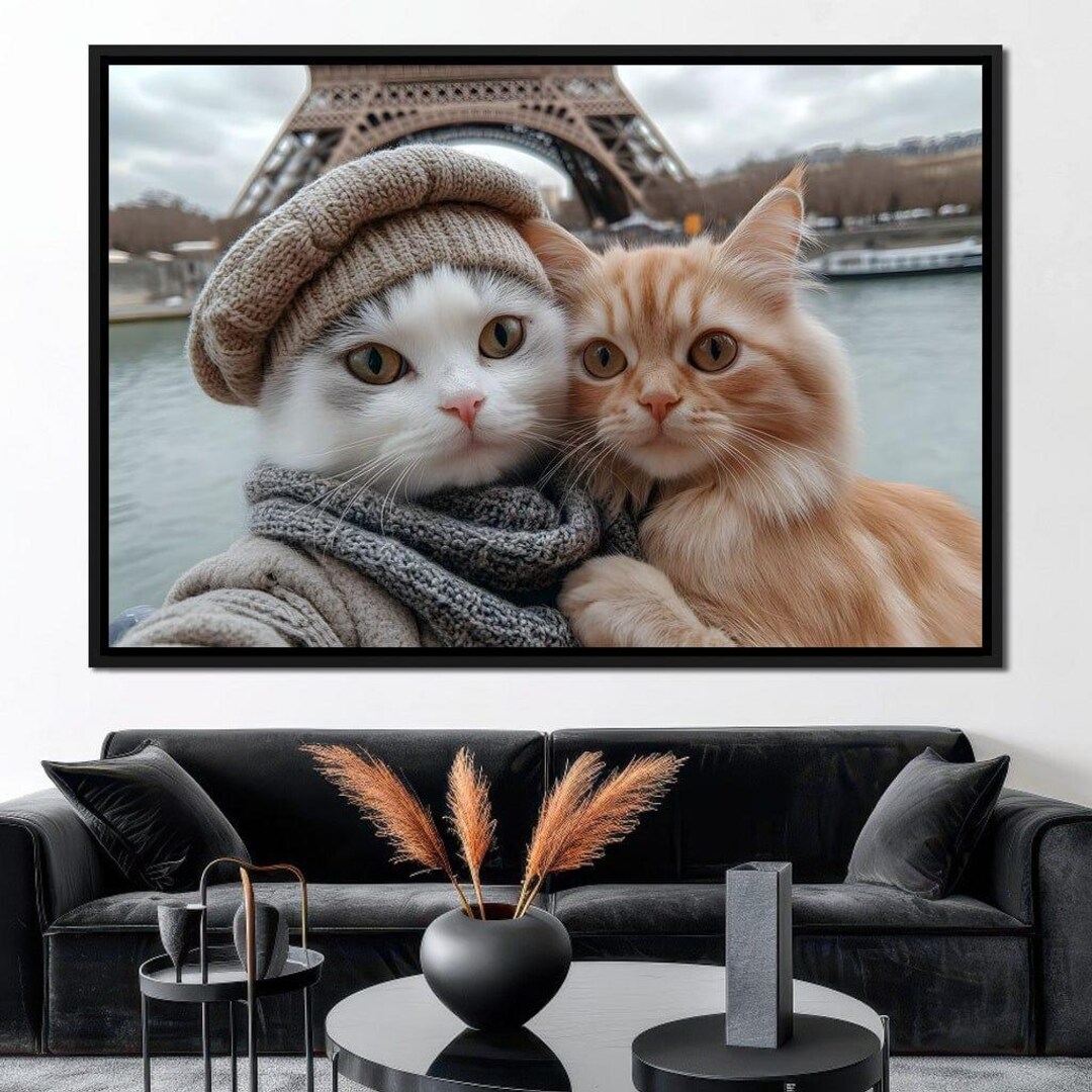 Parisian Feline Companions: Cat Wall Art | Paris Decor | Cute Cat Print ...