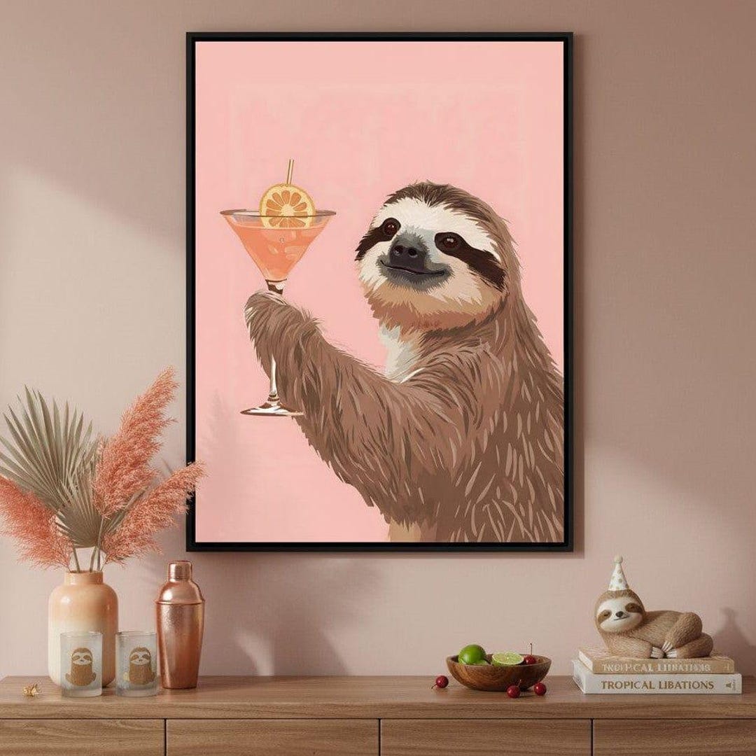 Sloth Toasts Citrus Bliss Vibes | Fun Animal Cocktail Art | Playful ...