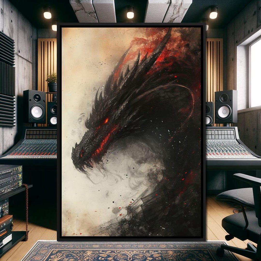 Dragon Inferno Canvas Print: Fantasy Wall Art, Mythical Creature Home ...