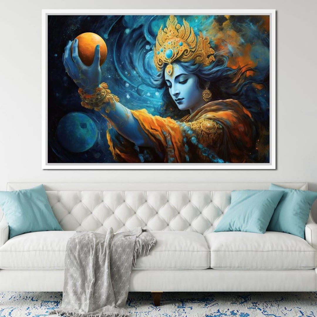 Krishna's Wisdom Path: Hindu Deity Art | Spiritual Decor | Mystical ...