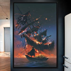 Stealing the Treasure: Pirate Ship Art | Sea Adventure | Nautical Decor ...