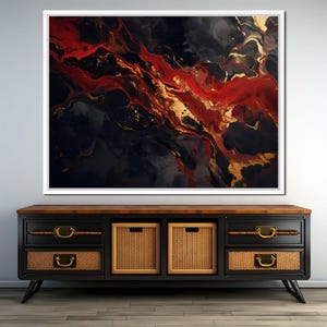Red Gold and Black Abstraction: Modern Abstract Home Decor, Vibrant ...