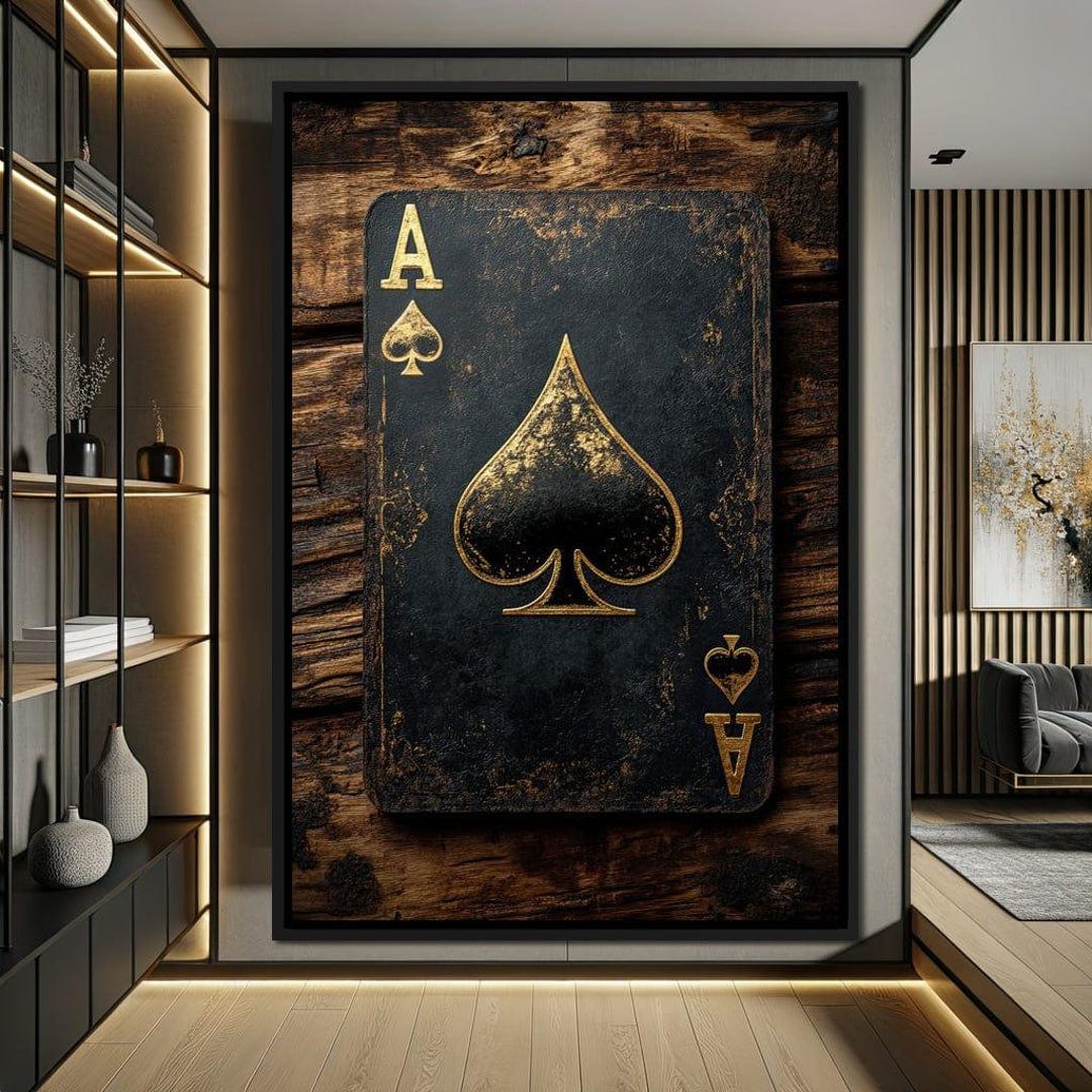 Ace of Spades: Playing Card Wall Art | Black and Gold Home Decor ...
