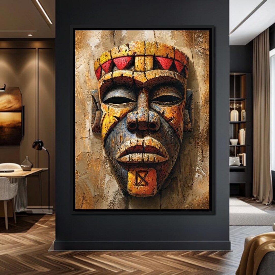 Ancient Tribal Mask Vibrance: Vibrant Wall Art | Ethnic Decor ...