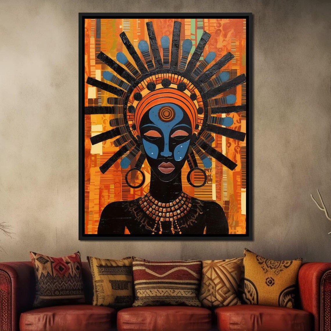 Tribal Mask 06 - Sakeem Gibbs | African Art | Black, Blue, Orange Decor ...