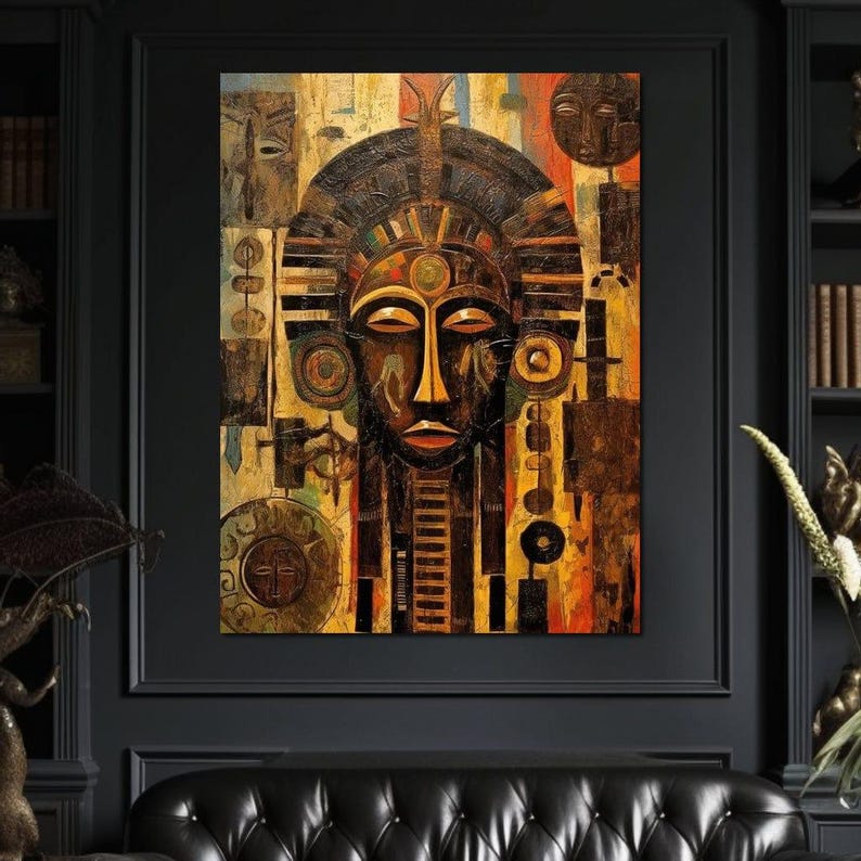 Tribal Mask 20 - Sakeem Gibbs | African Wall Art | Multicolor Orange ...