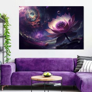 Divine Lotus Flower: Spiritual Wall Art | Galaxy Lotus Painting ...