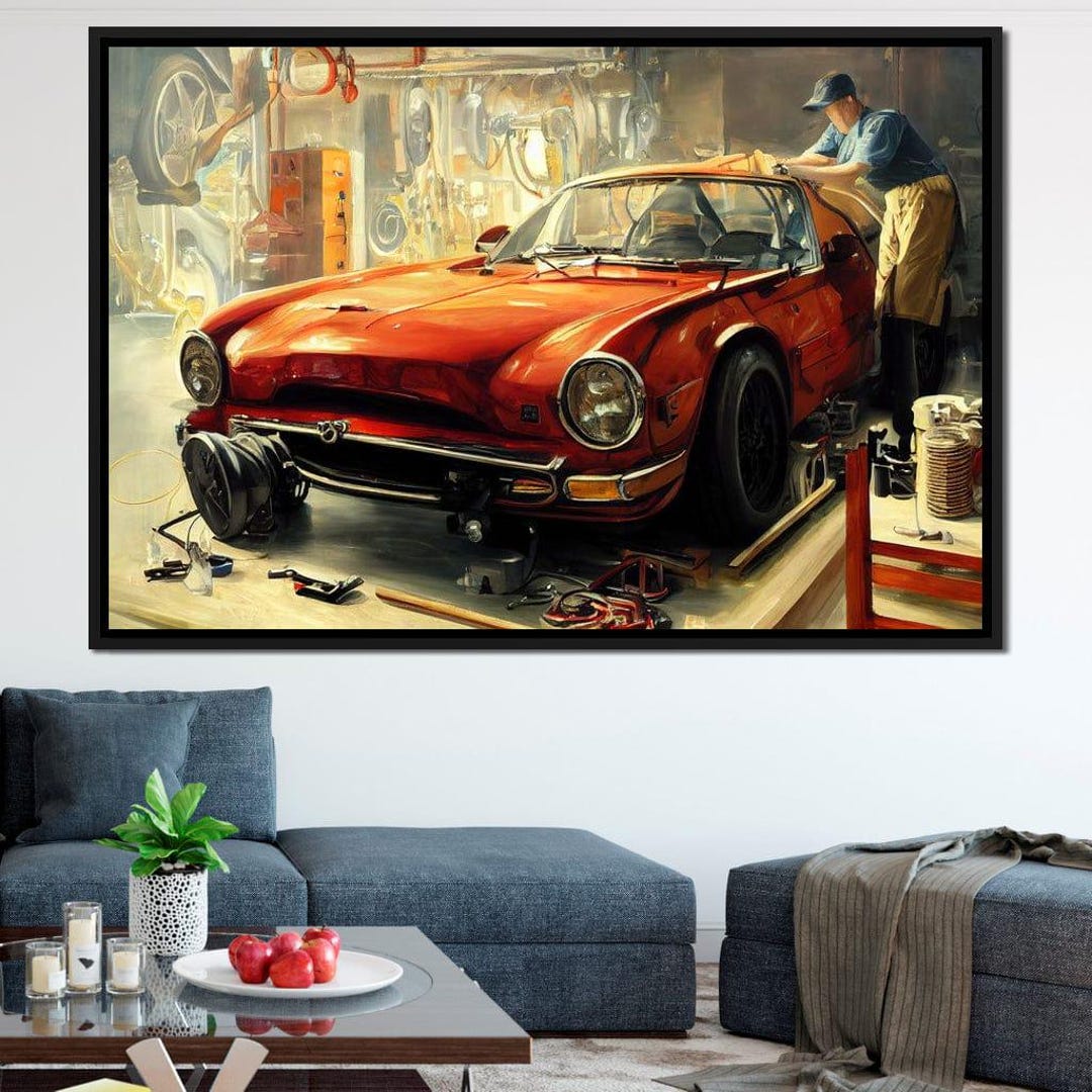Car Mechanic: Vintage Car Art, Garage Wall Decor, Mechanic Home Decor ...