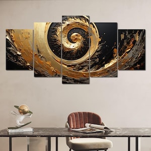 Abyssal Gold Vortex - Tanni Cylon: Abstract Spirals | Elegant Black and ...
