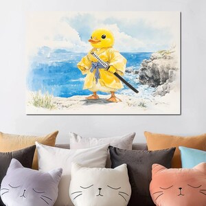 Samurai Duck by the Sea | Duck Art | Samurai Painting | Cute Samurai ...