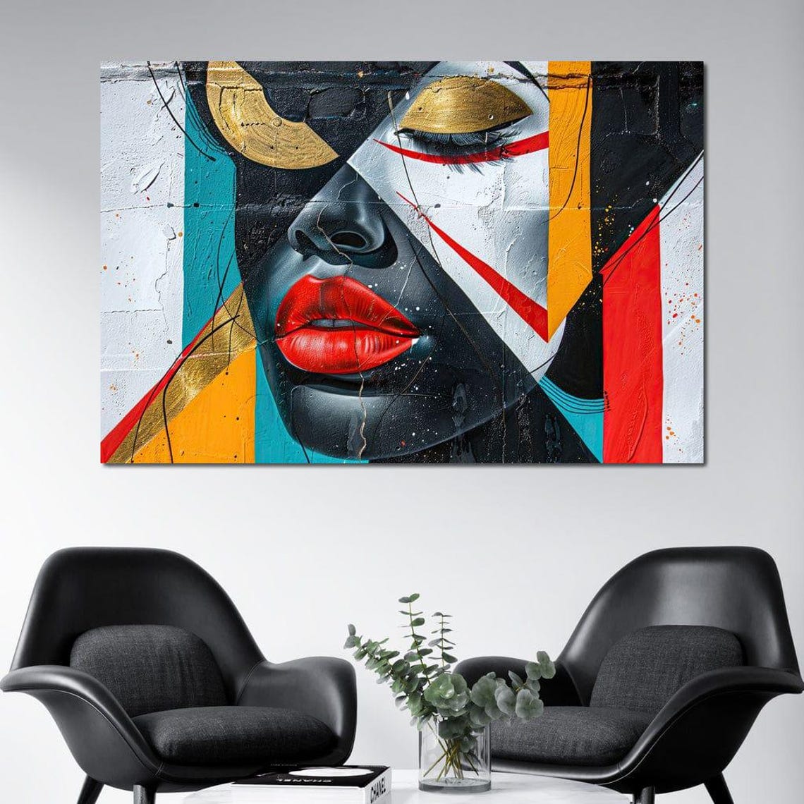 Spectral Sights Unveiled: Modern Art Colorful Portrait Geometric Design ...