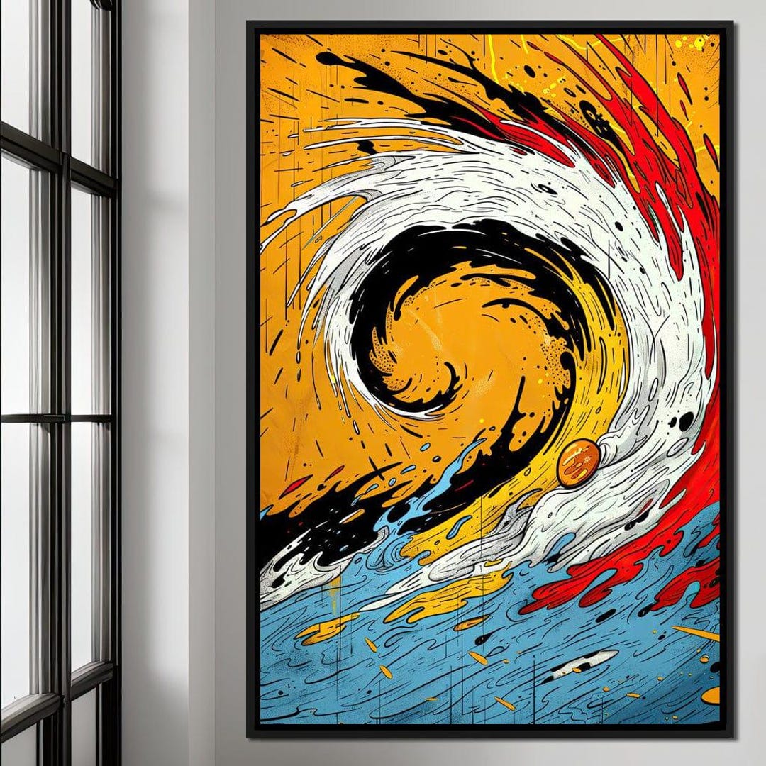 Golden Wave of Abstract Energy: Modern Art Home Decor Vibrant Wall Art ...