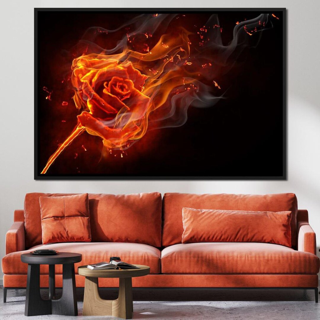 Rose on Fire: Fiery Rose Print | Abstract Flower | Modern Wall Art ...