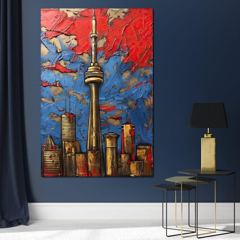 Urban Pulse Golden Rise: Toronto Skyline Art Modern Wall Decor Vibrant ...