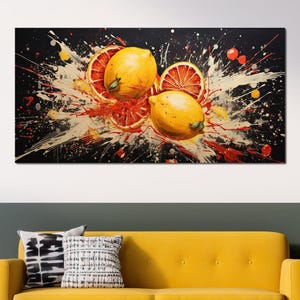 Citrus Lemon Splash: Vibrant Citrus Art, Fruit Wall Decor, Juicy Lemon ...