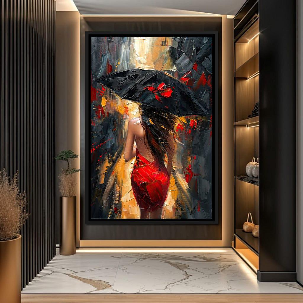 Rainy Stroll in Bold Brushwork Canvas Print Romantic Wall Art Modern ...