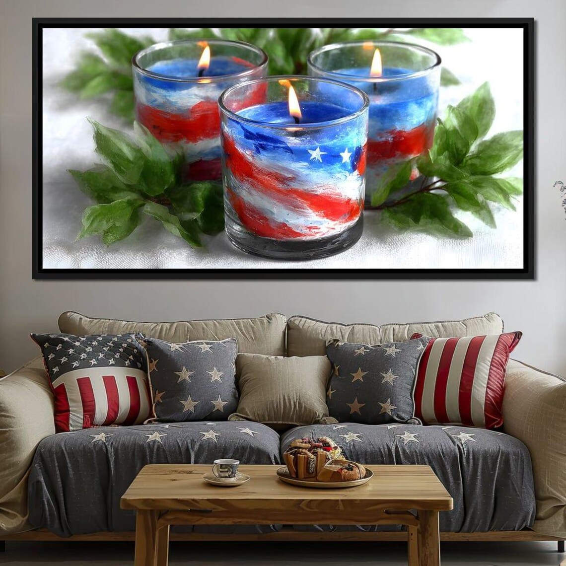 Patriotic Flame Essence: USA Flag Candle Art | Cozy Home Decor | Red ...