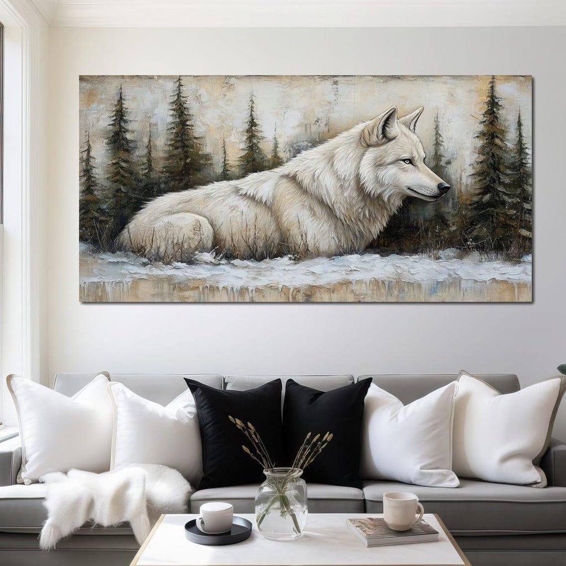 Silent Sentinel of the Pines: Majestic Wolf Canvas Nature & Wildlife ...