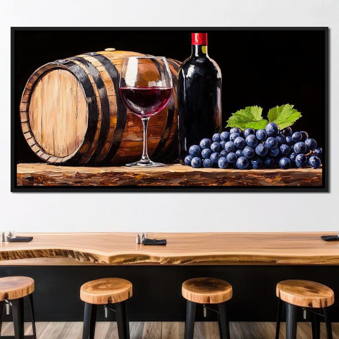 Vintage Vino: Wine Barrel & Grapes Art | Rustic Home Decor | Wine Lover ...