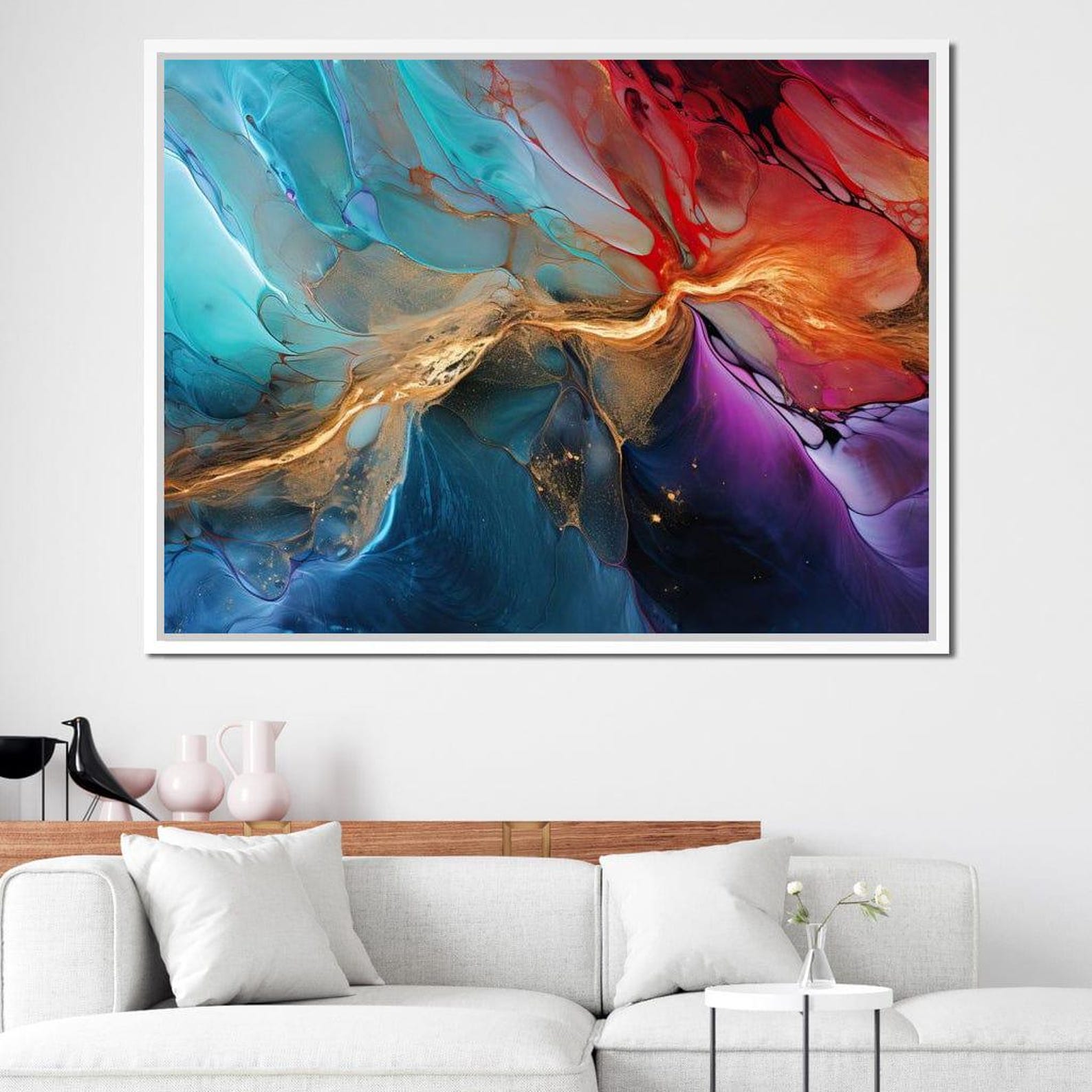 Marbled Movements: Abstract Decor | Modern Home Art | Fluid Art Design ...