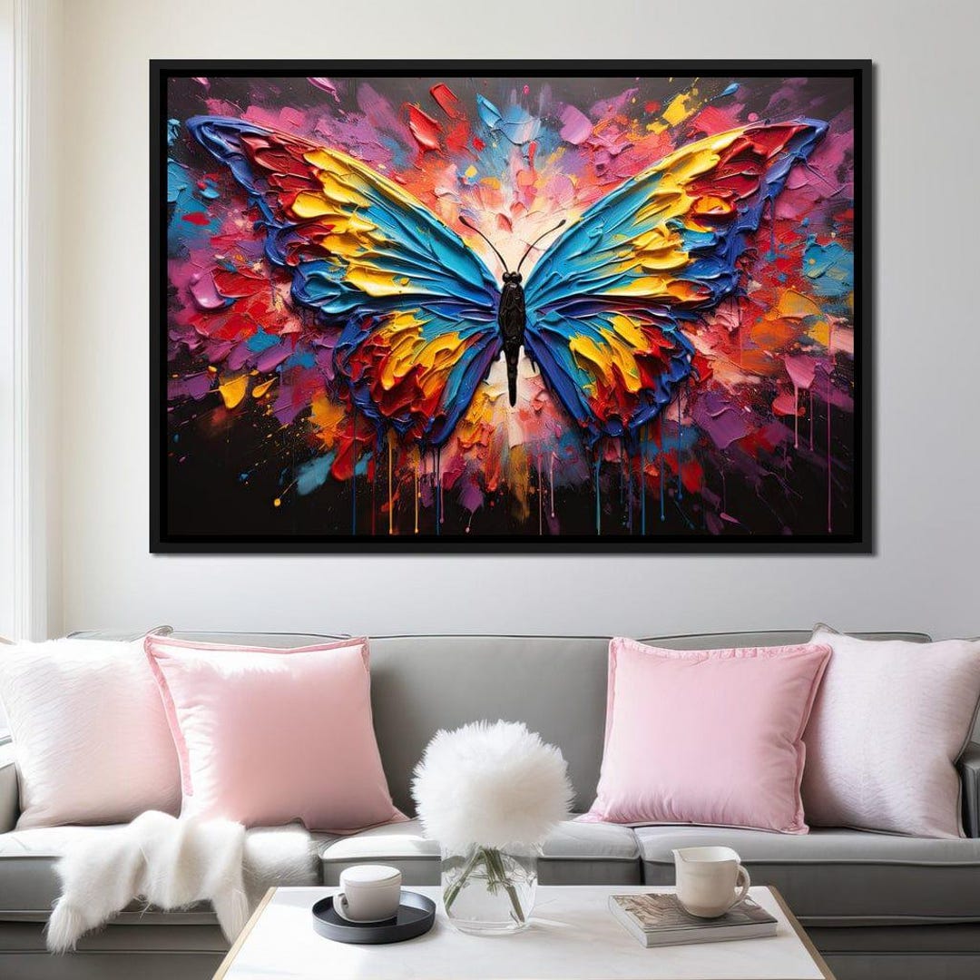 Vibrant Metamorphosis Burst: Multi-panel Butterfly Painting | Modern ...