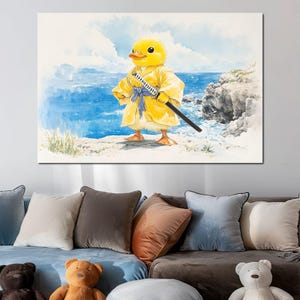 Samurai Duck by the Sea | Duck Art | Samurai Painting | Cute Samurai ...