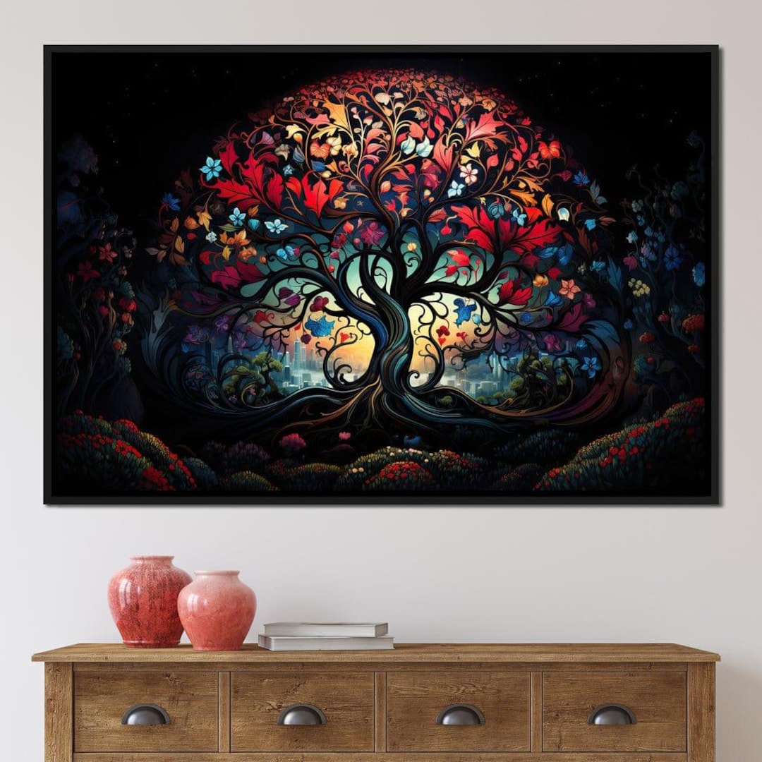 Four Seasons of the Tree of Love | Vibrant Nature Wall Art | Colorful ...
