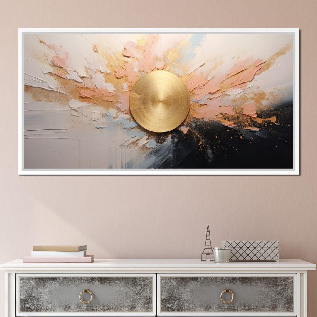 Auroral Resonance Sunrise: Modern Abstract Geometric Wall Art | Golden ...