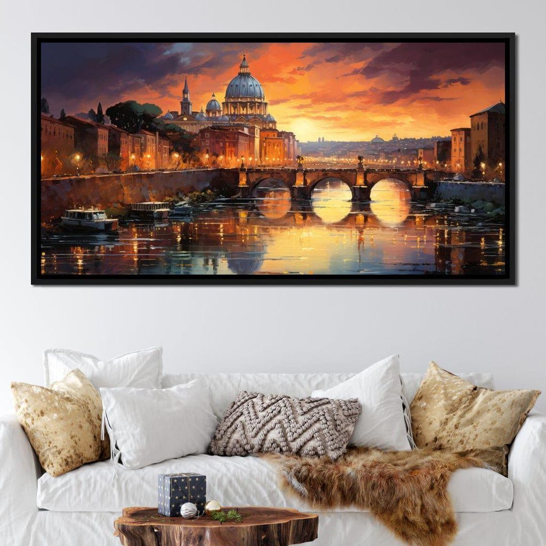 Roman Dusk by the Riverside: St. Peter's Basilica at Sunset | Italian ...