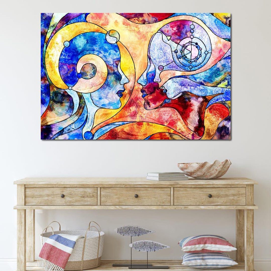 Face to Face: Colorful Faces | Abstract Art | Modern Wall Art ...
