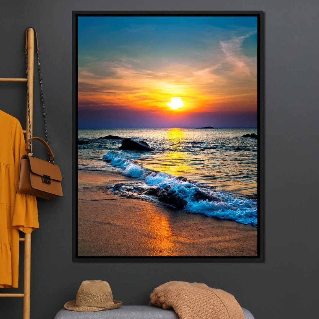 Black Sand Beach Sunset: Coastal Decor | Beach Sunset Print | Nature ...