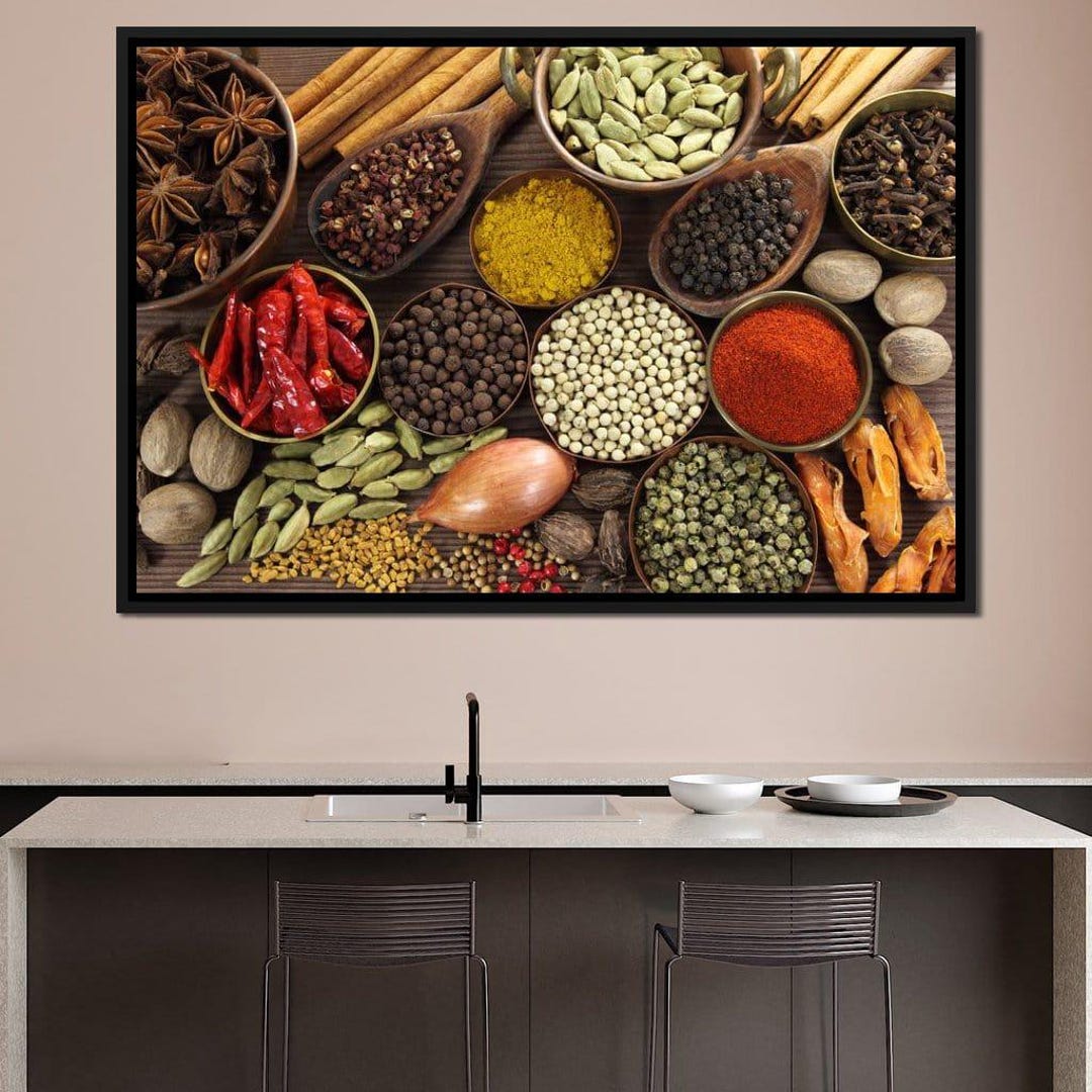 Spices & Herbs: Colorful Kitchen Wall Art | Culinary Decor | Gourmet ...