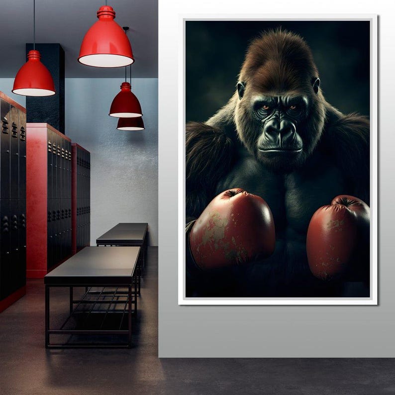 Primate Pugilist: Gorilla Boxing Art | Unique Animal Home Decor | Bold ...